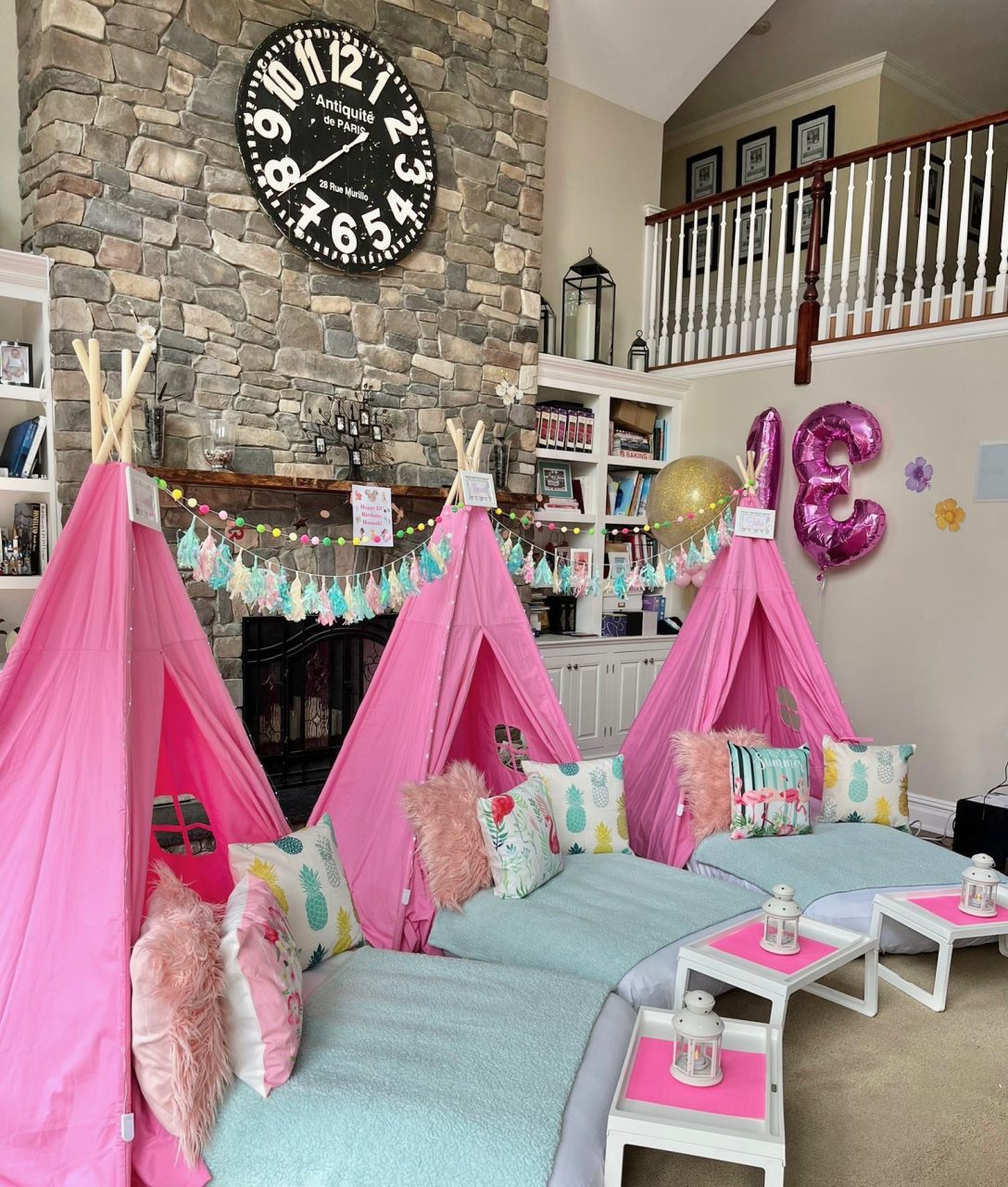 Pink Teepee Tent with Canvas Bag - Sleepover Party Shop