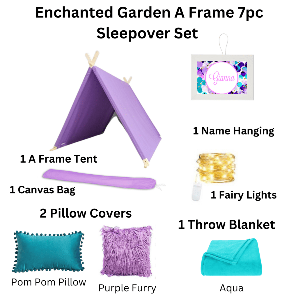 Enchanted Garden A Frame 7 pc Sleepover Set - Sleepover Party Shop