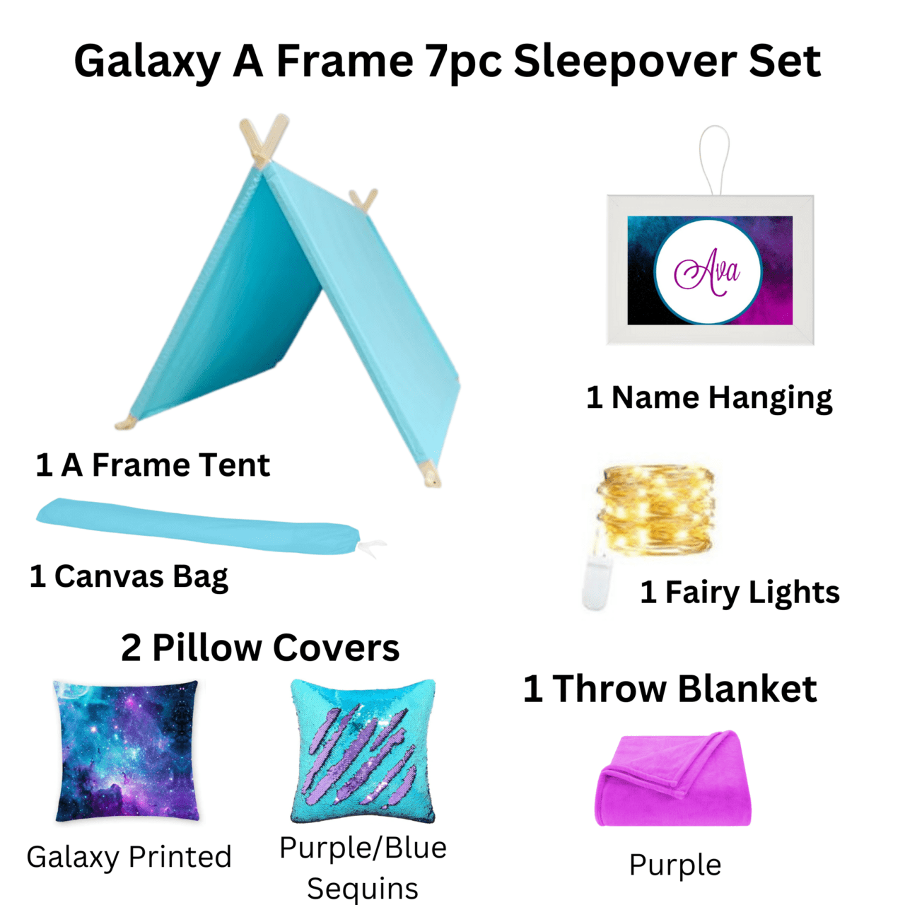 Galaxy A Frame 7 pc Sleepover Set - Sleepover Party Shop