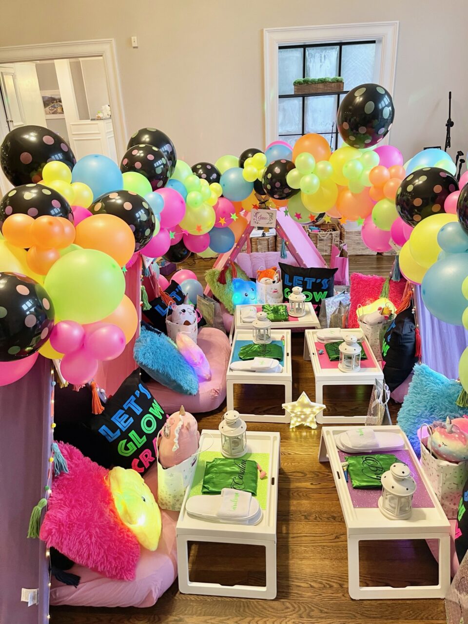 Let's Glow Crazy A Frame 7 pc Sleepover Set - Sleepover Party Shop