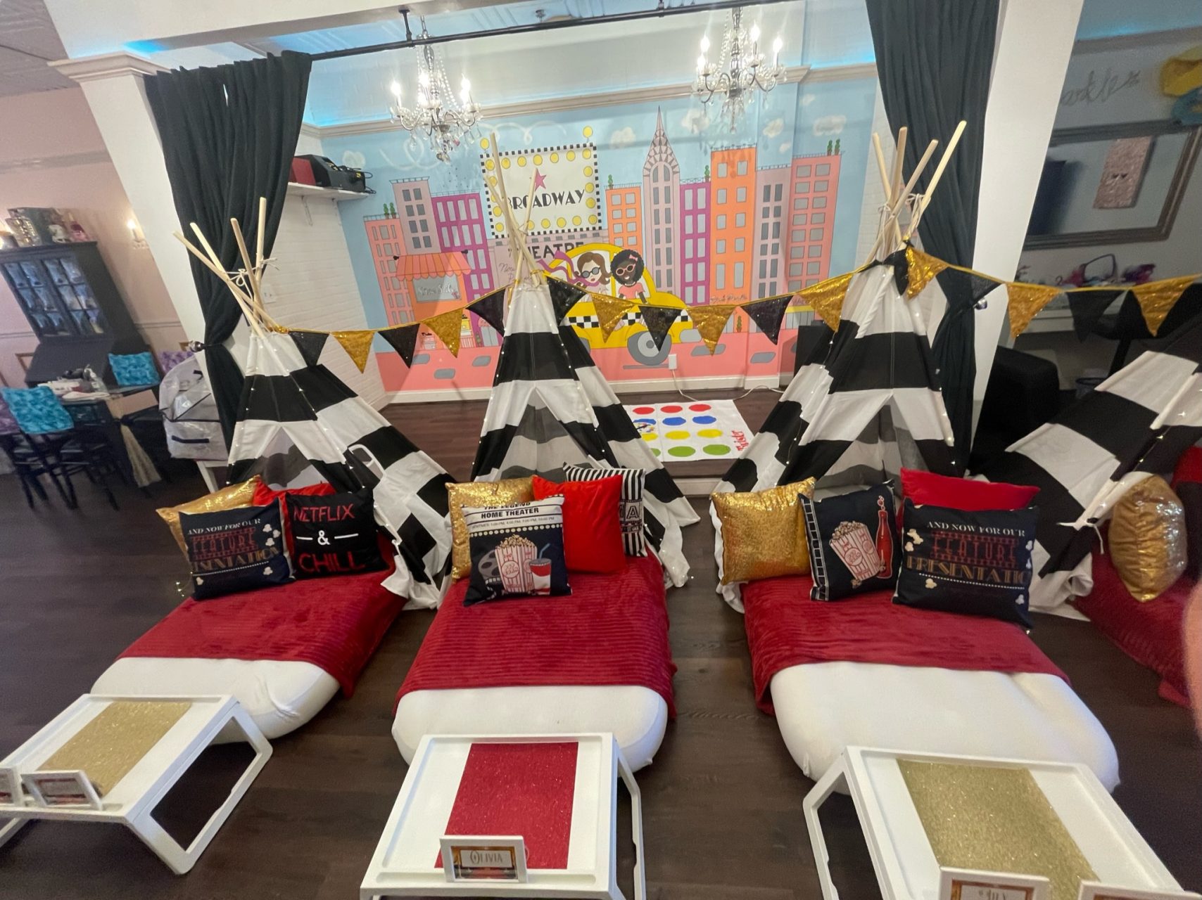 Movie Night Magic Teepee 7 pc Sleepover Set - Sleepover Party Shop