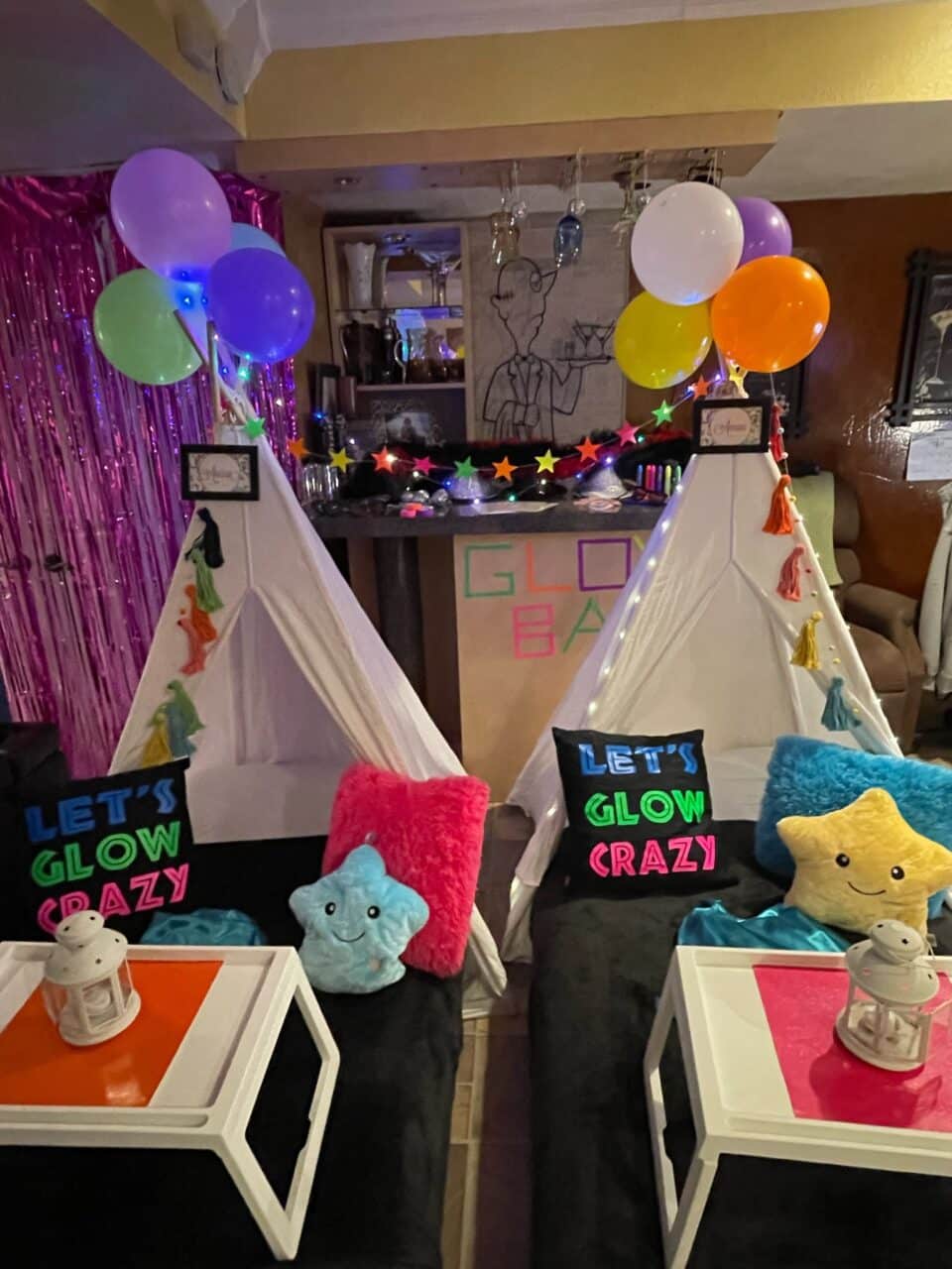Let's Glow Crazy A Frame 7 pc Sleepover Set - Sleepover Party Shop