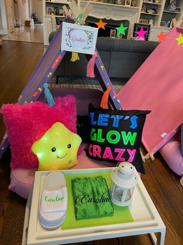 Let's Glow Crazy A Frame 7 pc Sleepover Set - Sleepover Party Shop