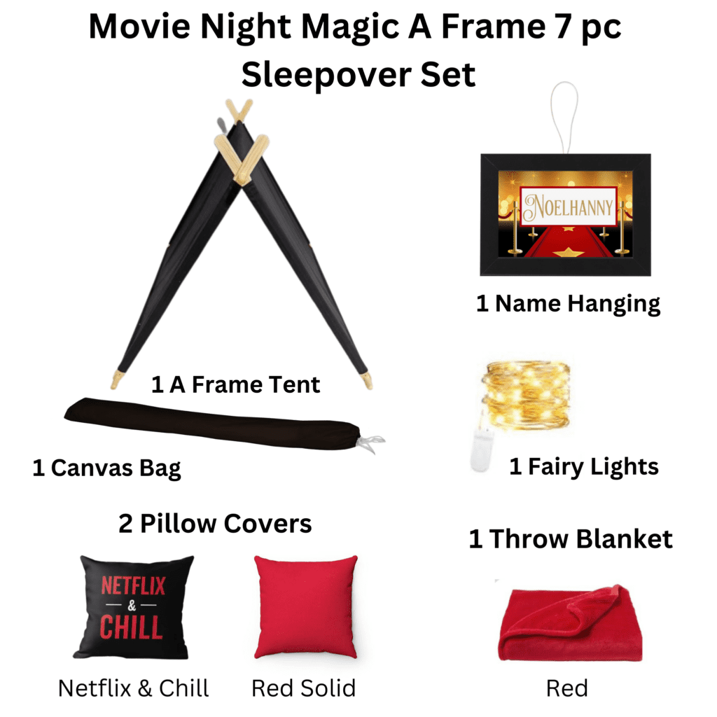 Movie Night Magic A Frame 7 pc Sleepover Set - Sleepover Party Shop