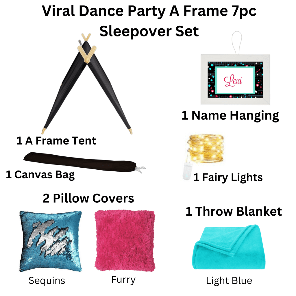 Viral Dance Party A Frame 7 pc Sleepover Set - Sleepover Party Shop